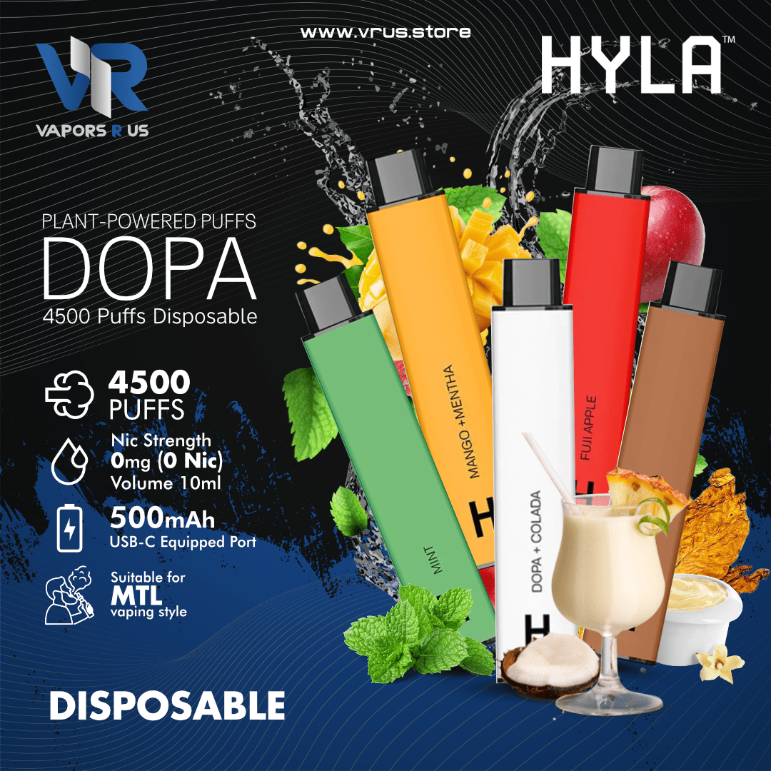 HYLA 0 Nicotine Disposable Vape 4500Puffs Vapors R Us LLC