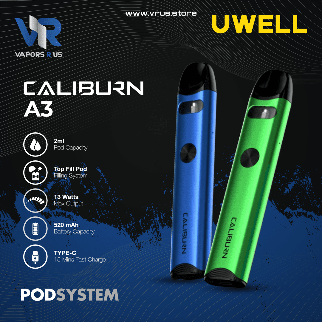 UWELL - Caliburn A3 Pod Kit 520mAh Vapors R Us LLC